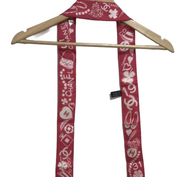 CHANEL | Accessories | Chanel Euc Pink Cream Silk Bandeau Wrappy Skinny ...